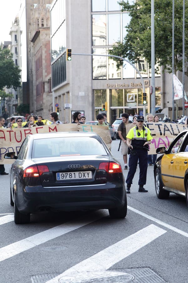 Students obstructed road editorial stock photo. Image of catalonia ...