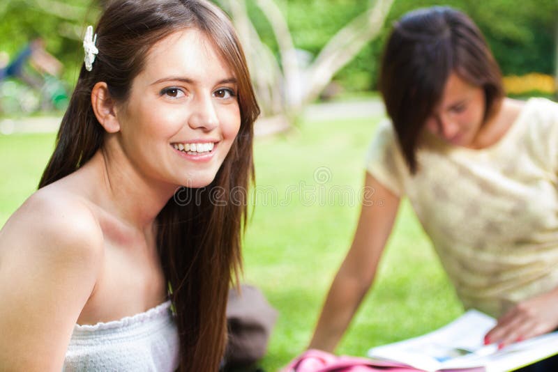 Students outdoor stock image. Image of college, girl - 26708093