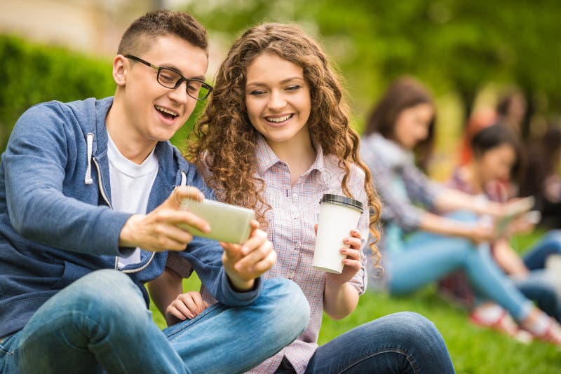 Students outdoors stock image. Image of campus, caucasian - 53876871