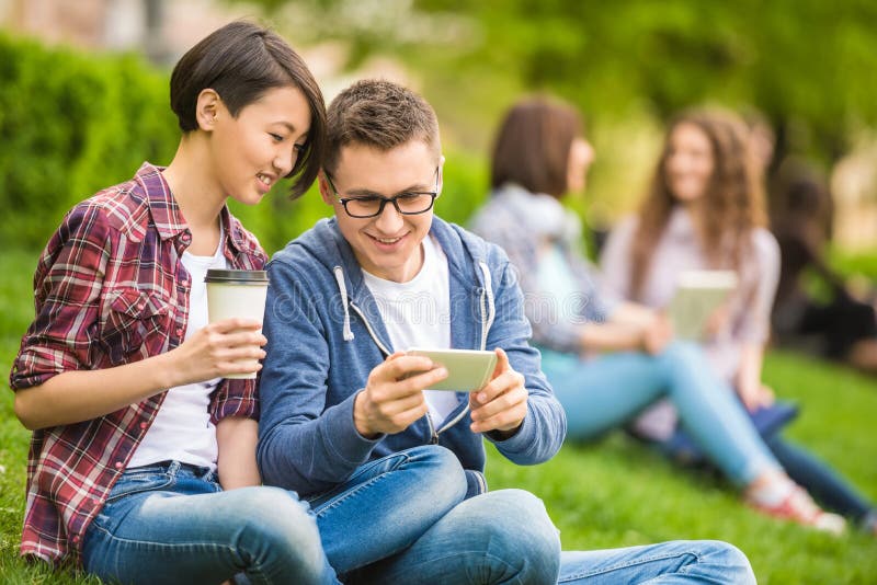 Students outdoors stock image. Image of education, friends - 53877605