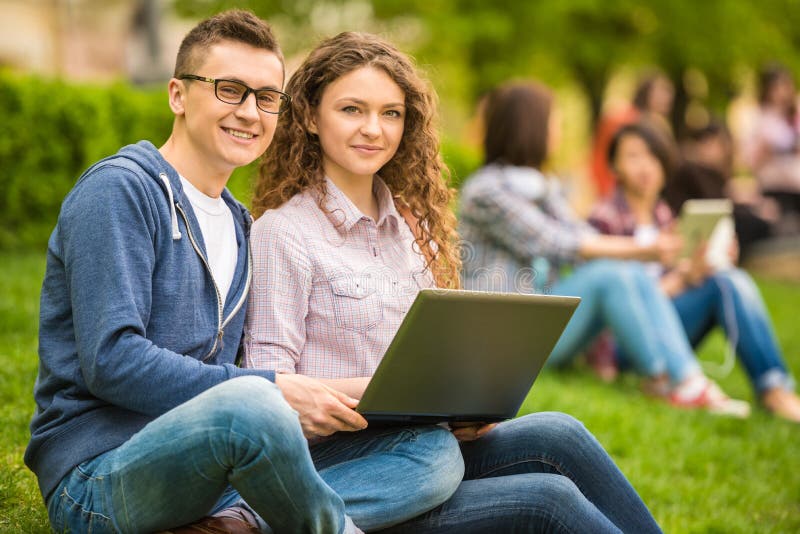 Students outdoors stock image. Image of education, friends - 53877605