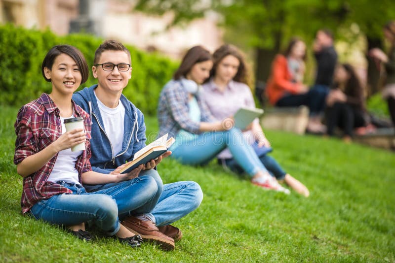 Students outdoors stock image. Image of education, friends - 53877605