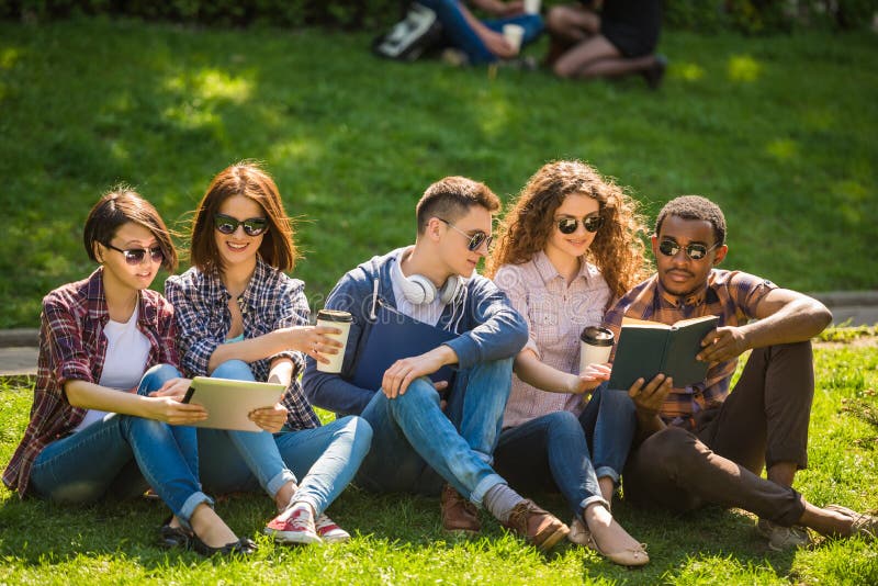 Students outdoors stock image. Image of education, friends - 53877605