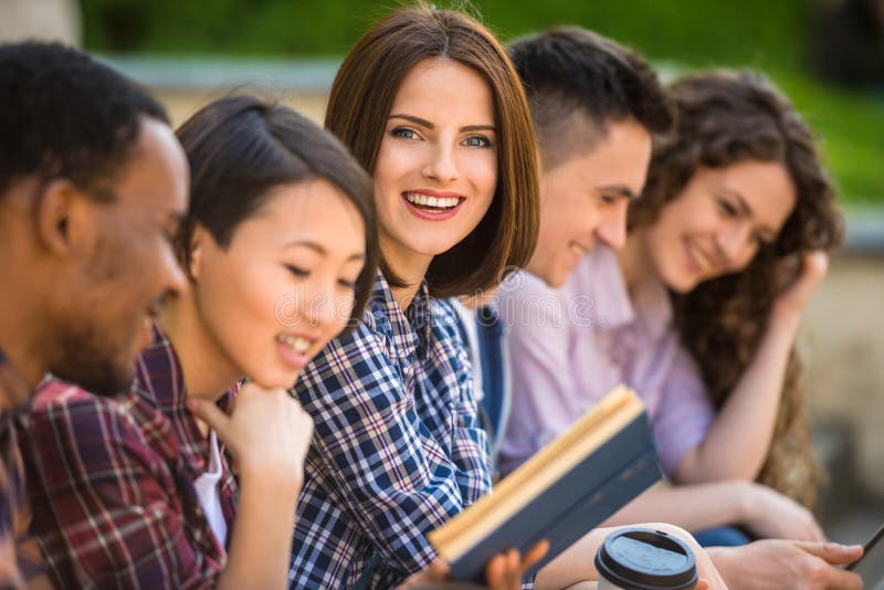 Students outdoors stock image. Image of education, friends - 53877605