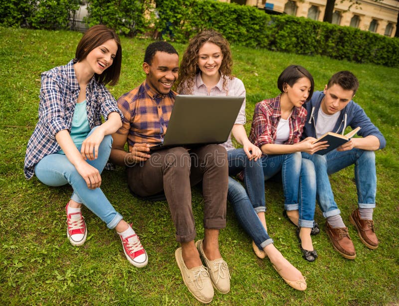 Students outdoors stock image. Image of education, friends - 53877605