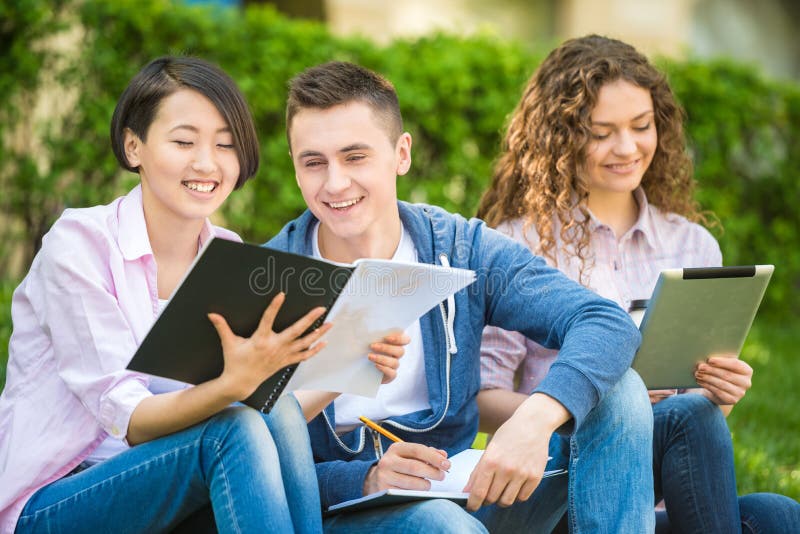 Students outdoors stock image. Image of education, friends - 53877605