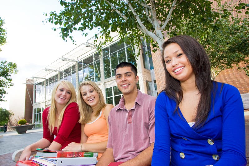 Students Outside of School stock image. Image of caucasian - 7428003