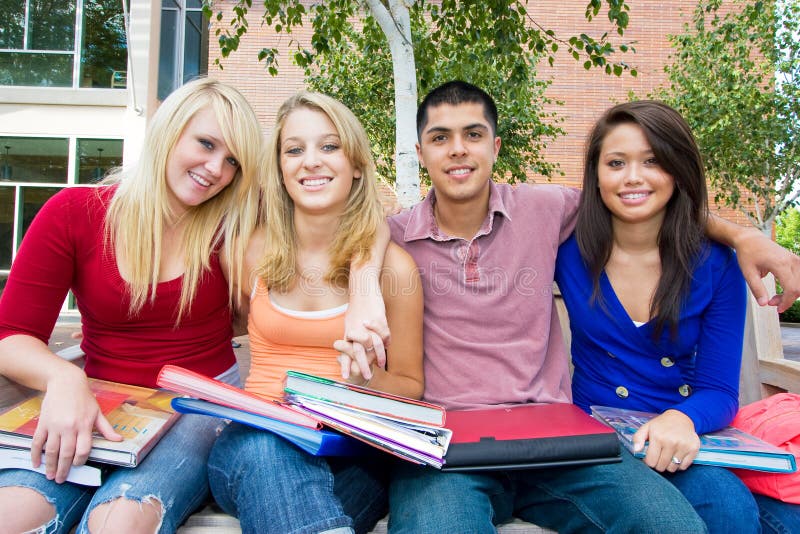 Students Outside of School stock image. Image of happiness - 7428113