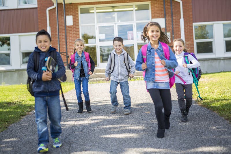 Students Outside School Standing Together Stock Image - Image of school ...