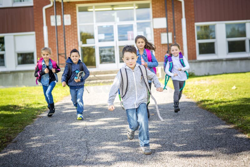 Students Outside School Standing Together Stock Image - Image of ...
