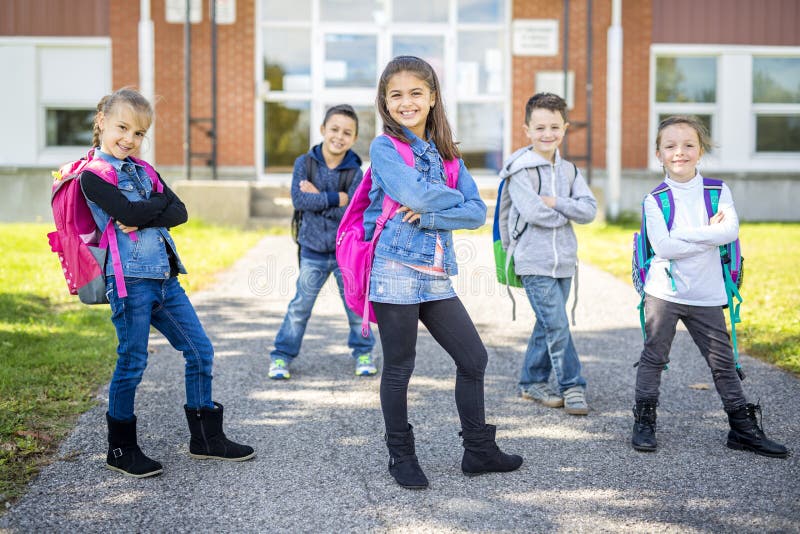 Students Outside School Standing Together Stock Image - Image of ...