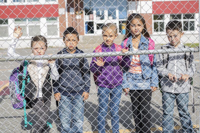 Students Outside School Standing Together Stock Photo - Image of child ...