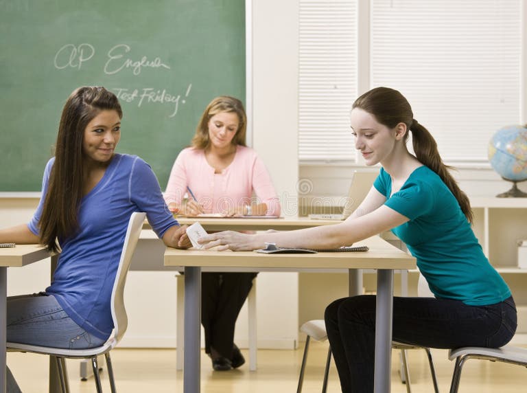 Students Passing Notes in Classroom Stock Image - Image of european ...