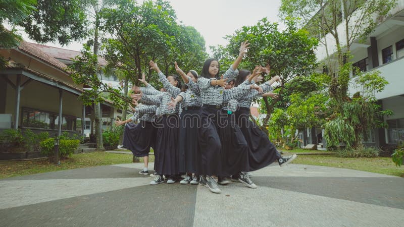 Students Performing Dance Routine in School Courtyard Stock Video ...