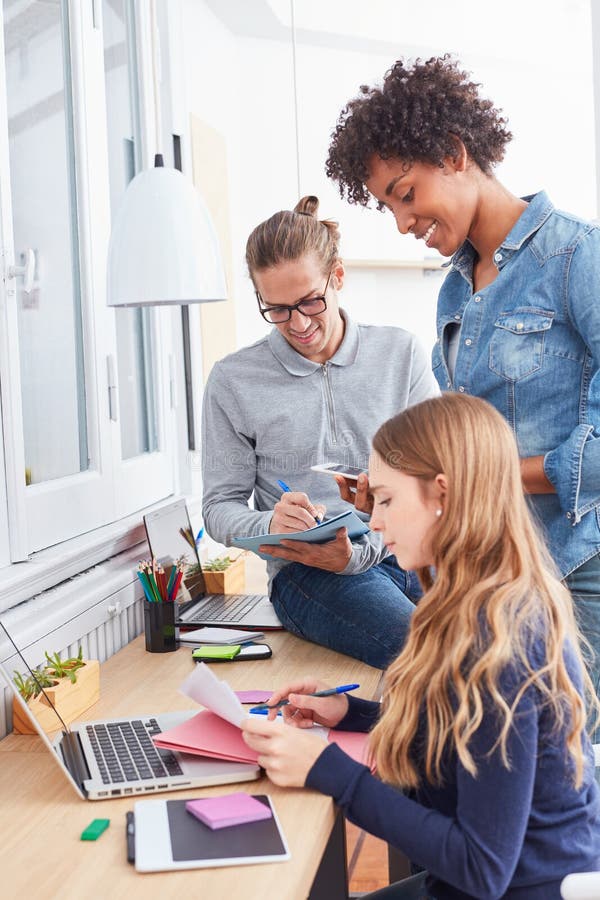 Students Plan an Internet Project Together Stock Image - Image of ...