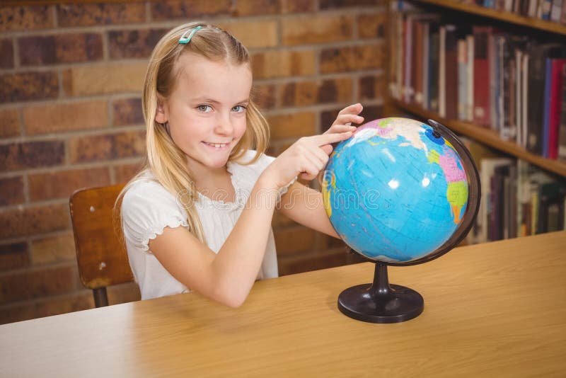 Students Pointing To Places on a Globe Stock Photo - Image of learn ...