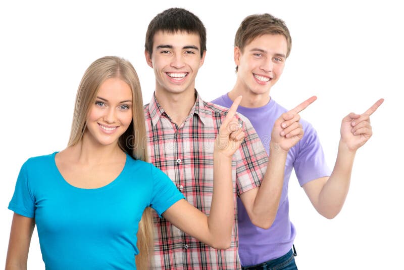 Students Pointing on White Background Stock Photo - Image of pointing ...