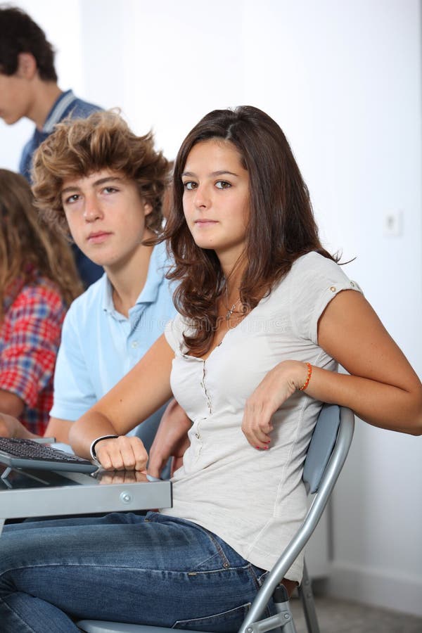 Highschool Students Messing in Class during Break Stock Image - Image ...