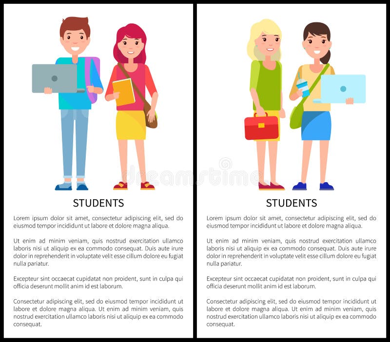 Students Poster Text Samples Vector Illustration Stock Vector ...