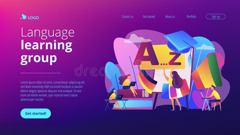 Foreign Language Workshop Concept Landing Page. Stock Vector ...