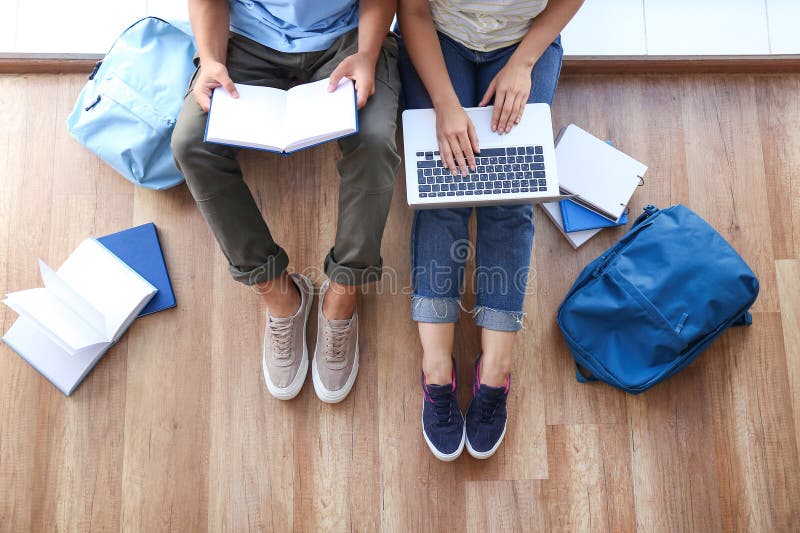 Students Preparing for Exam, Top View Stock Image - Image of computer ...