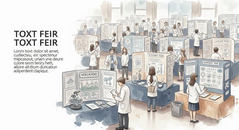 Students Presenting Scientific Research Projects at a Bustling Science ...