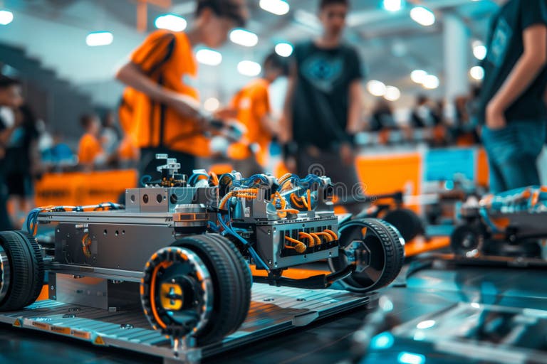 Students Programming and Assembling Robot Project in Engineering ...