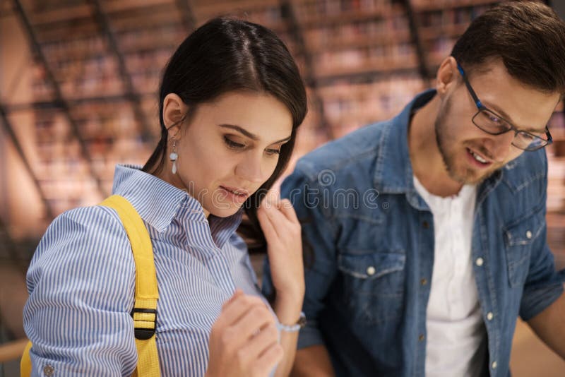 Students in a Public Library Stock Photo - Image of phone ...