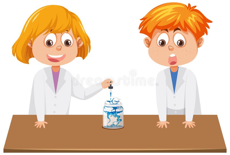 Students with Rain Cloud in a Jar Science Experiment Stock Vector ...