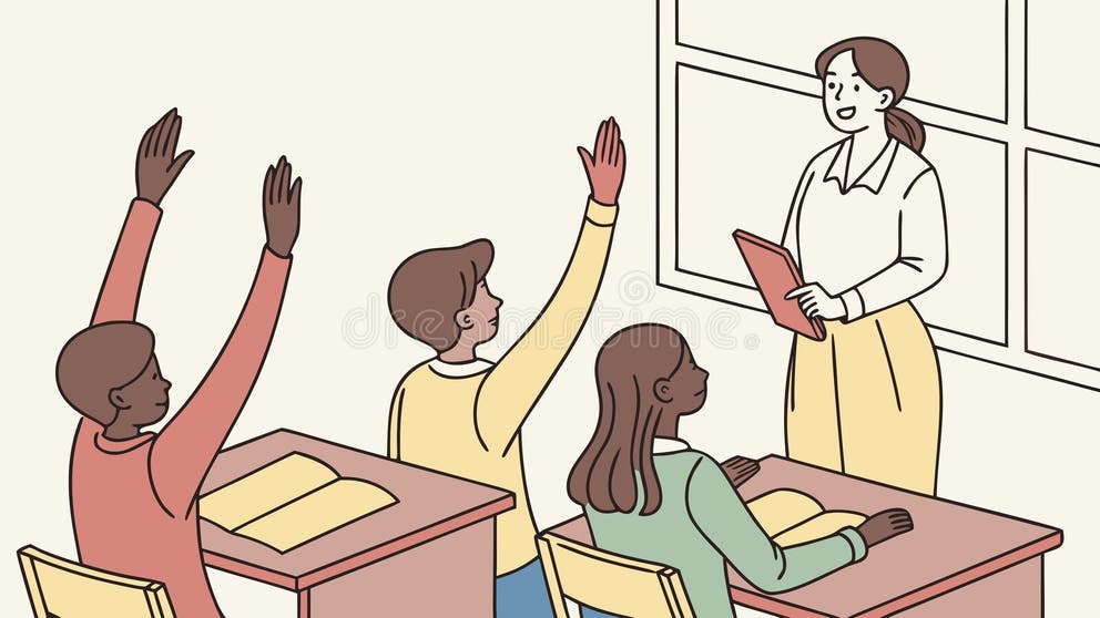 Students Raising Hands, Active Classroom Participation and Learning ...