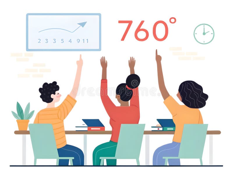 Students Raising Hands in Class To Answer Math Question Stock ...