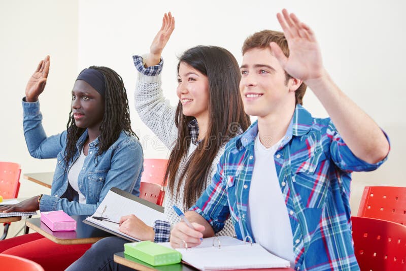 Students Raising Hands in Class Stock Photo - Image of hand, finger ...