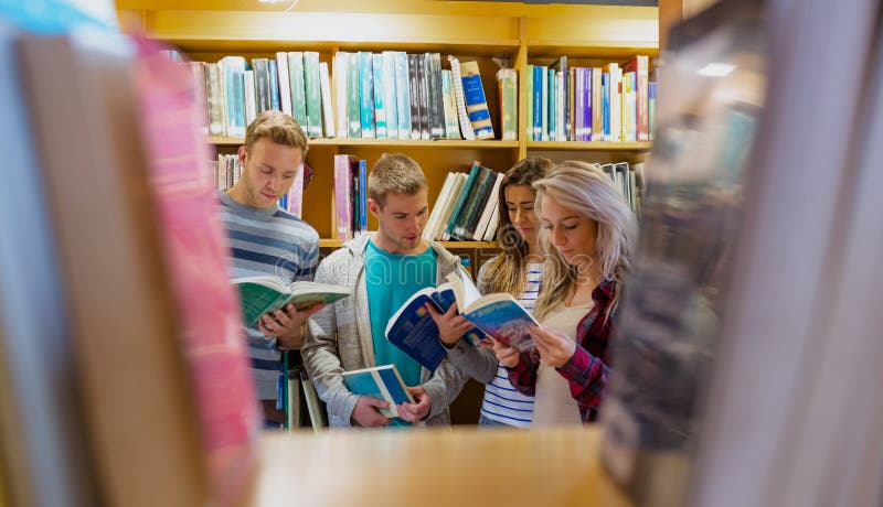 Students Reading Book in the College Library Stock Photo - Image of ...