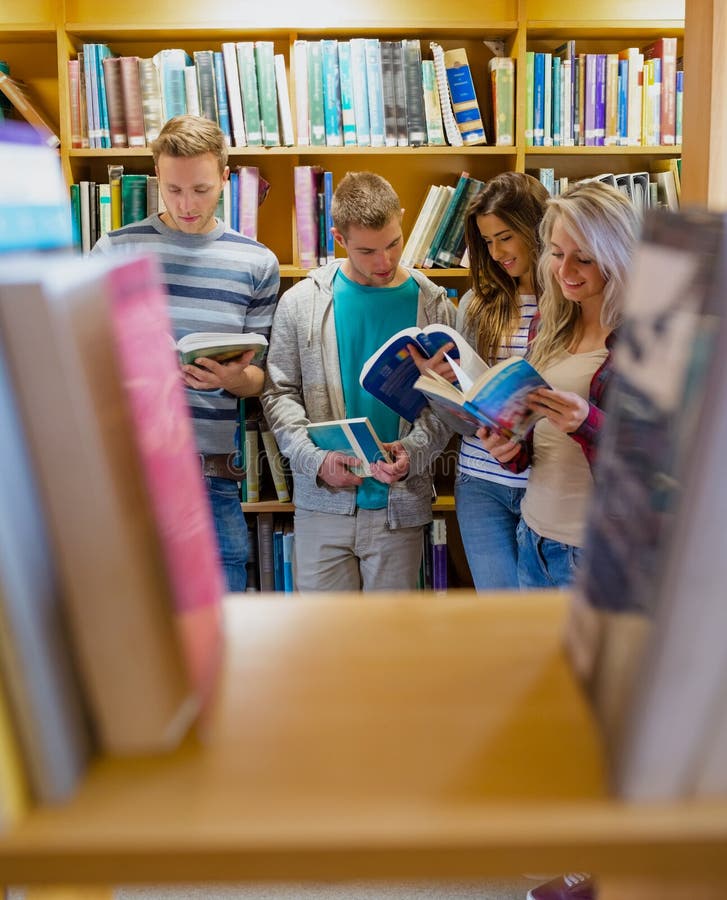 Students Reading Book in the College Library Stock Photo - Image of ...