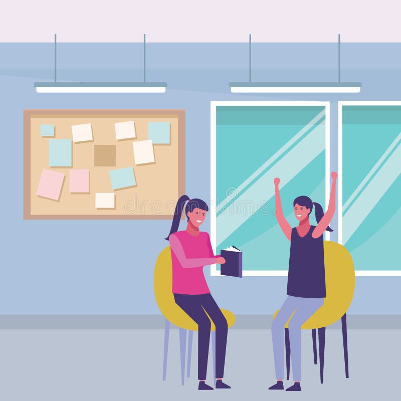 Students reading a book stock vector. Illustration of together - 135441595