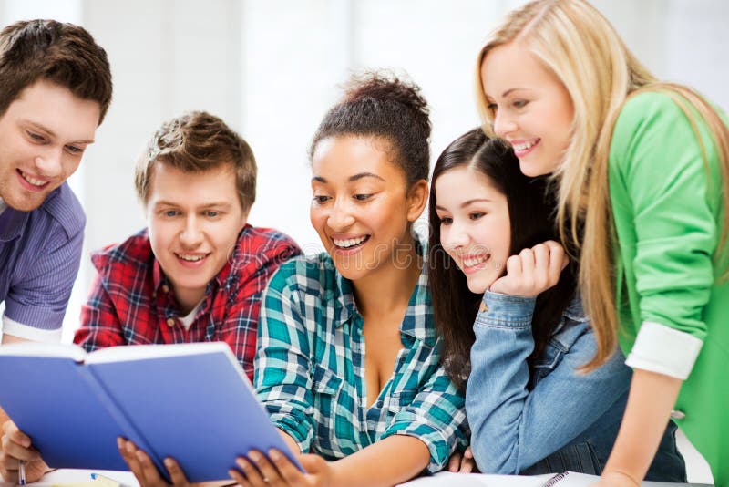 Students Reading Book at School Stock Image - Image of africanamerican ...