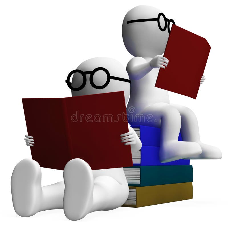 Students Reading Books Shows Education Stock Illustration ...