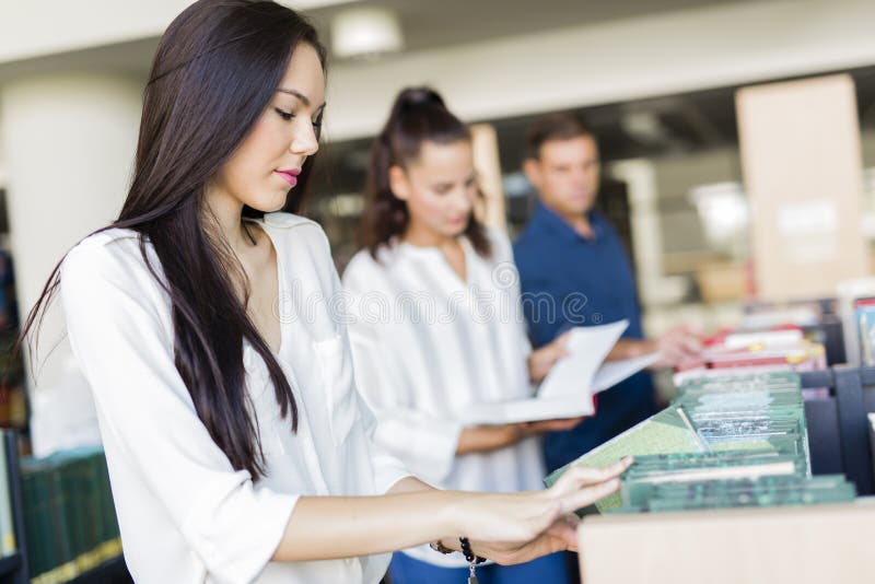 Students Reading and Studying in Library Stock Photo - Image of ...