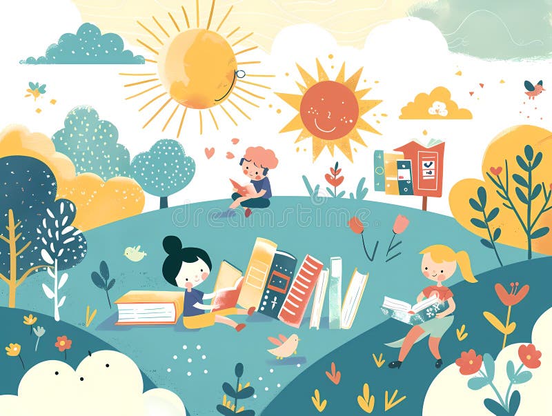 Students Reading Time in the Library on World Book Day Stock ...