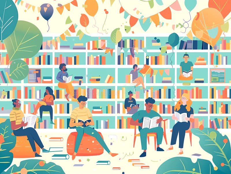 Students Reading Time in the Library on World Book Day Stock ...