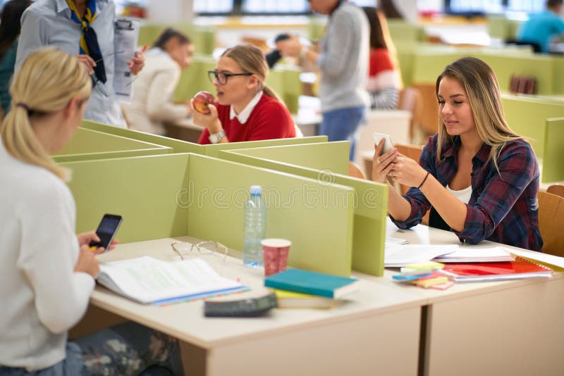 Students in a Relaxed Atmosphere at a Break of the Lecture. Smart Young ...