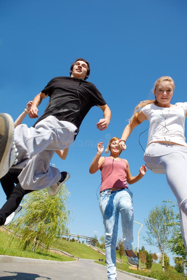 Students running stock image. Image of green, caucasian - 20909823