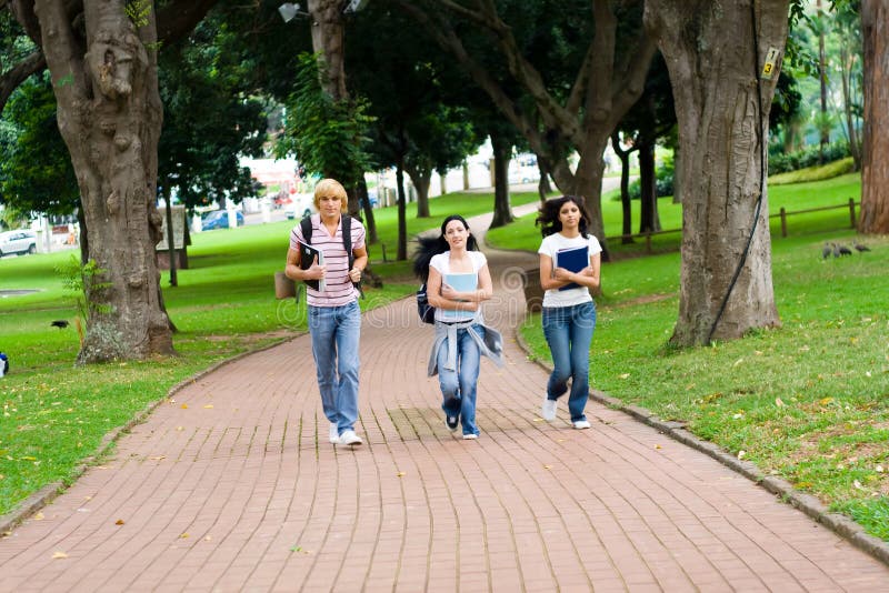 Students running stock image. Image of garden, girlfriends - 9526335
