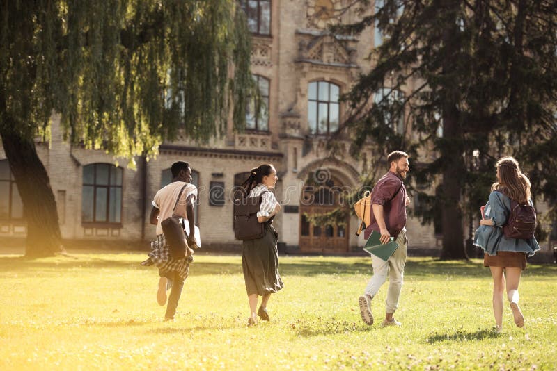 Students Running To University Stock Photo - Image of happy, university ...