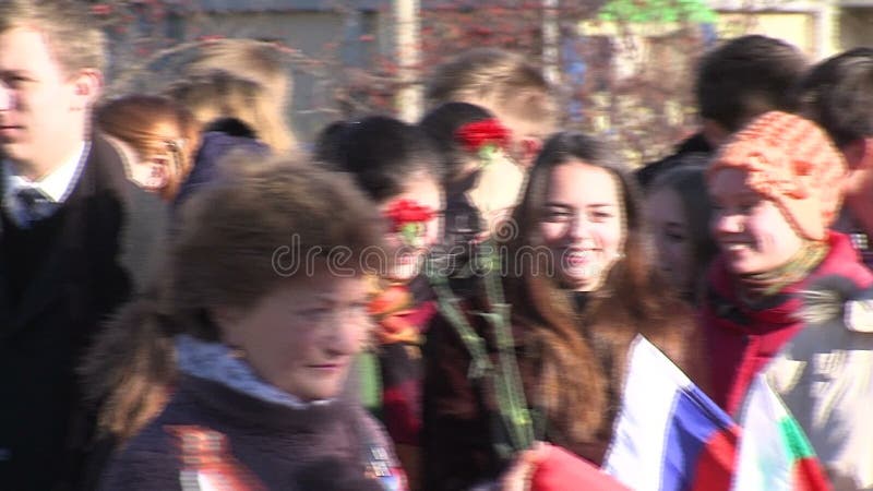 The Students of the Russian School in Sofia at the Opening of the Monument To Likhachev ...