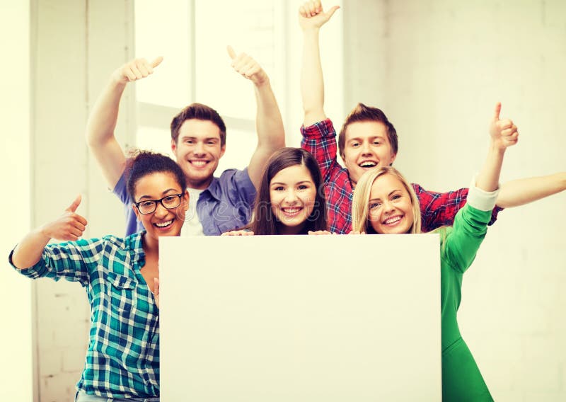 Students at School with Blank White Board Stock Image - Image of ...