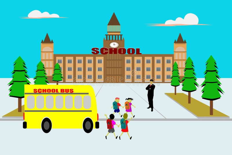 Children come to school stock vector. Illustration of family - 21281010