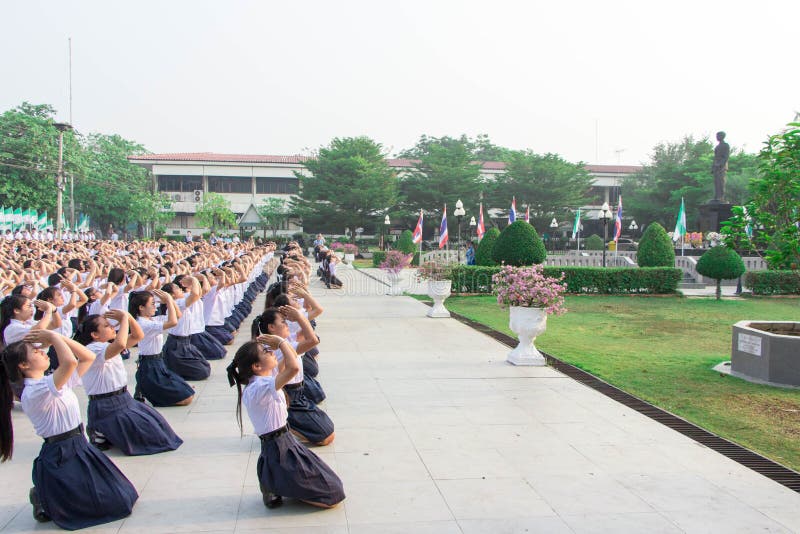 Students in a School is Made Obeisance before Graduation. the Statue of ...
