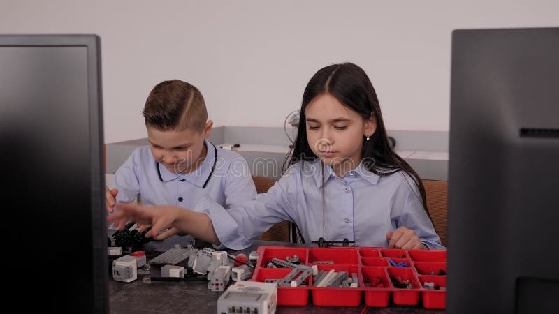 School Children in Robotics School Makes Robot Managed from the ...