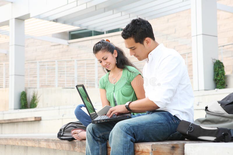 Students at School Studying on Laptop Computer Stock Photo - Image of ...